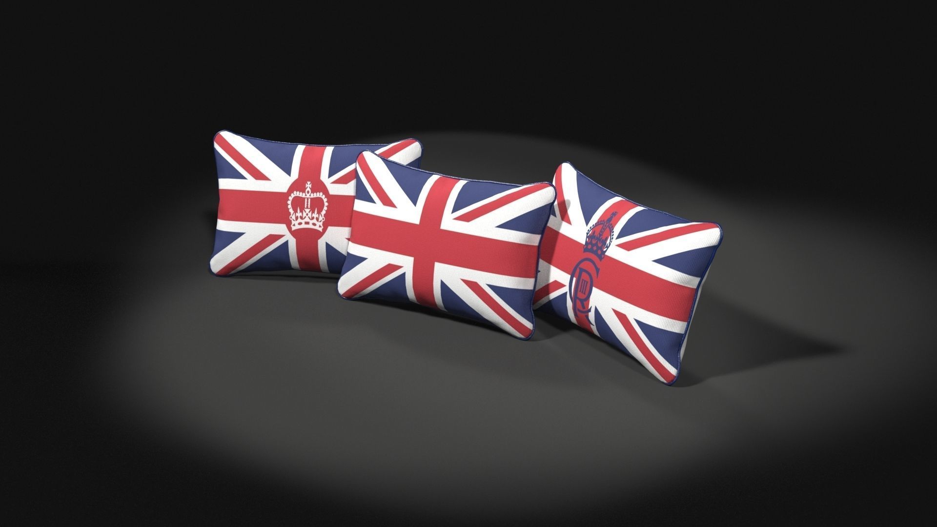 3D model Union Jack Pillow - 3 variations VR / AR / low-poly | CGTrader