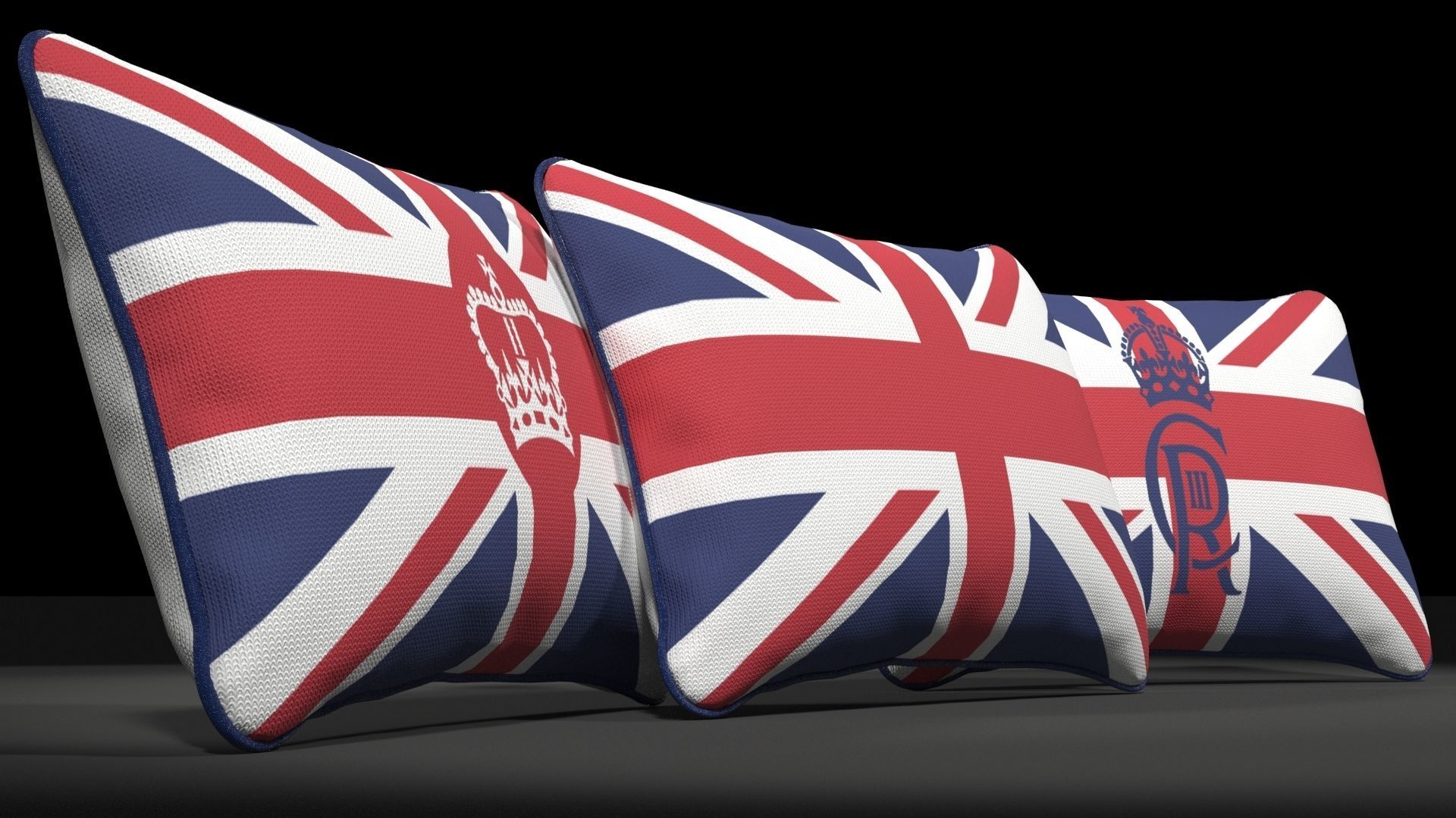 3D model Union Jack Pillow - 3 variations VR / AR / low-poly | CGTrader