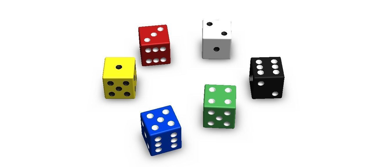 6 Sided Plastic Dice Set 3D model 3D printable | CGTrader
