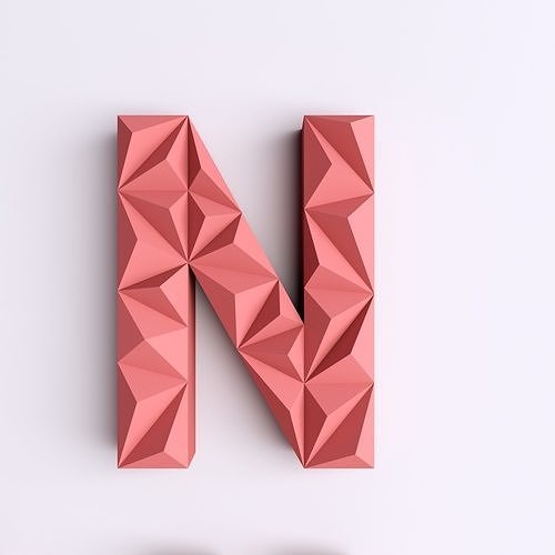 N letter 3d Low poly origami geometric 3D model 3D printable | CGTrader