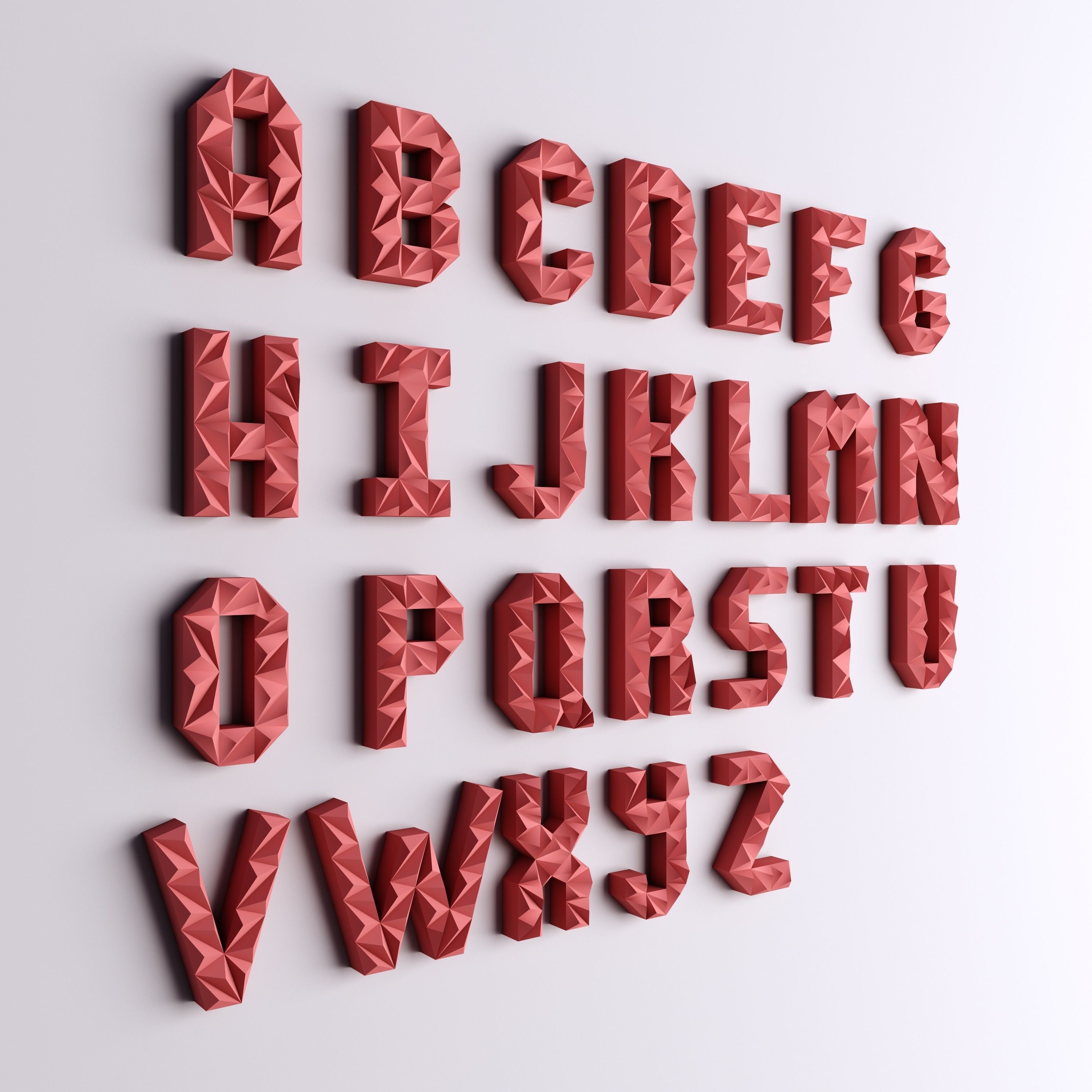 3D Model Collection 3D letter Low poly origami geometric VR / AR / low ...