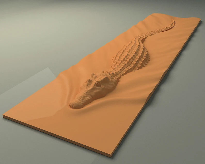 Swimming Crocodile 3D Model for CNC Router Engraver Wall Decor 3D model ...
