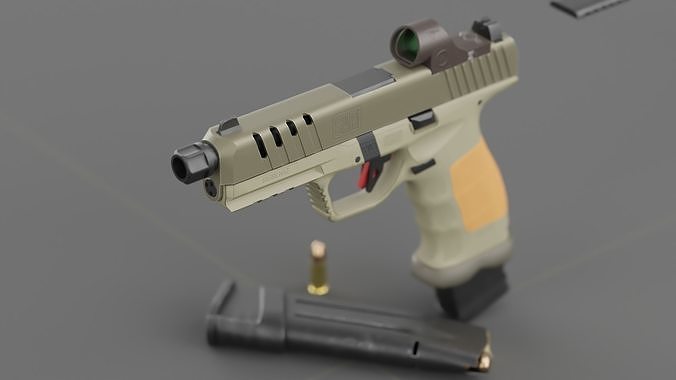 3D model SAR 9mm - Socom with Trijicon SRO Reflex Sight VR / AR / low ...