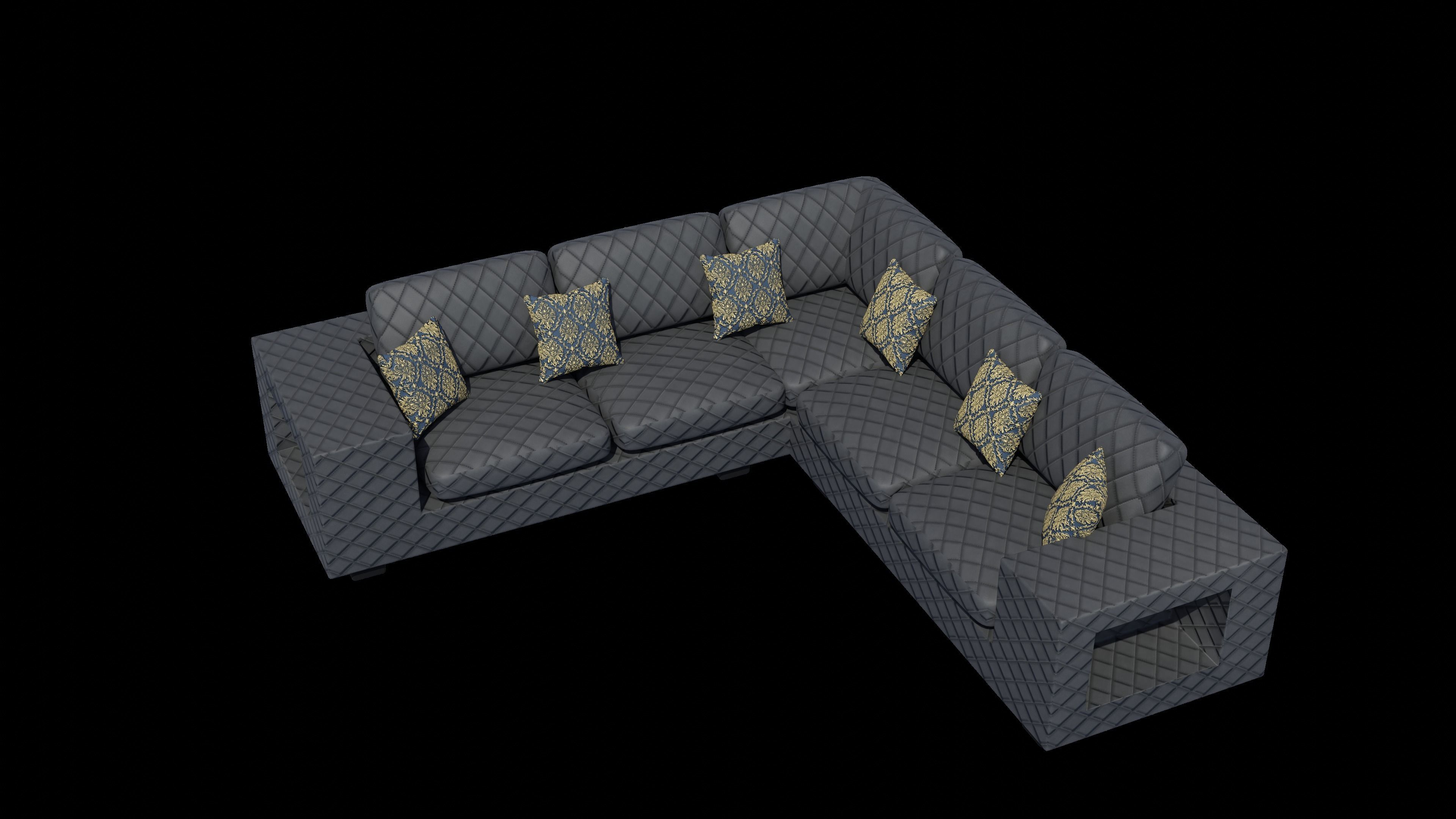 3D model Black Color Sofa Set VR / AR / low-poly | CGTrader