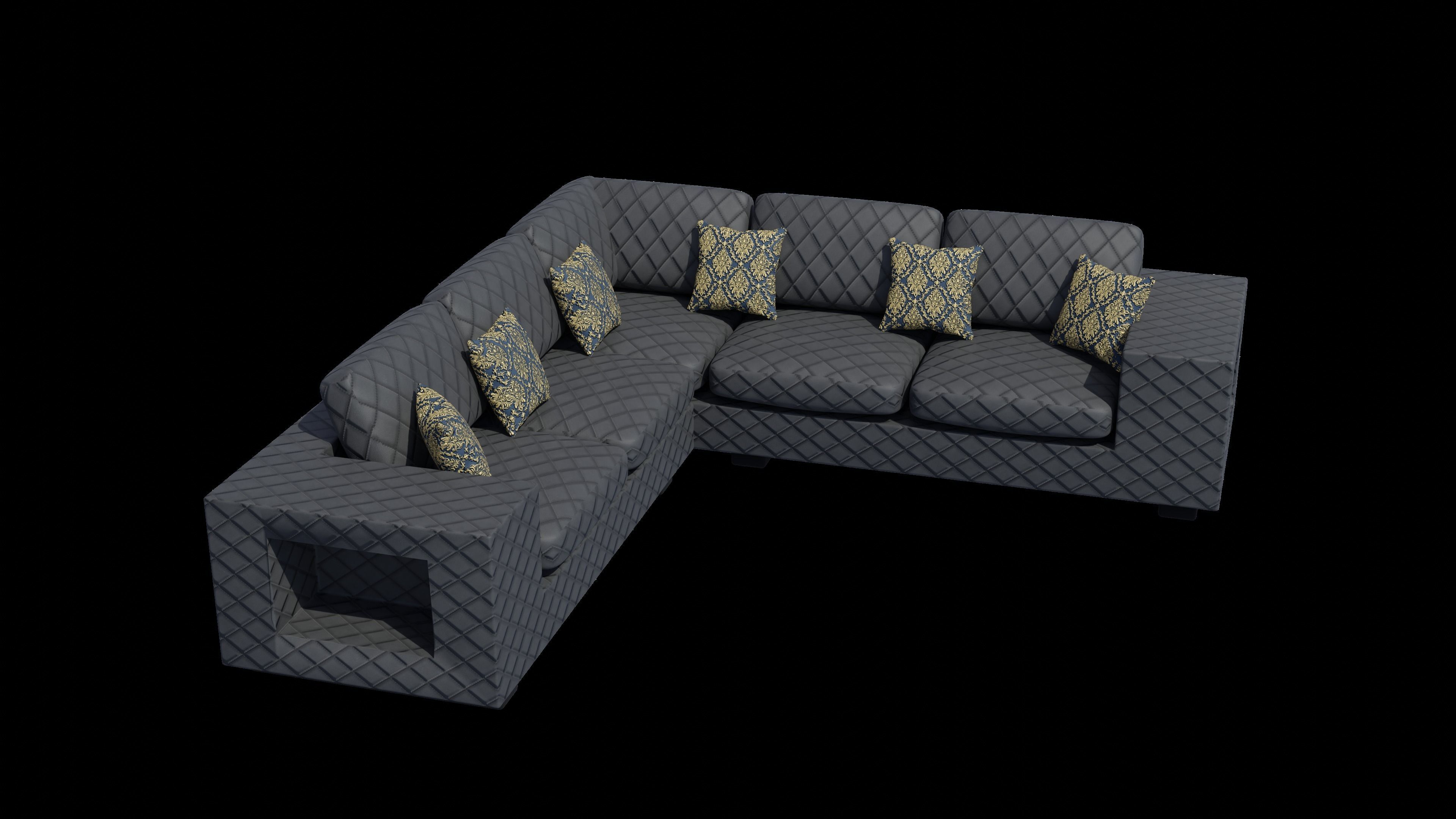 3D model Black Color Sofa Set VR / AR / low-poly | CGTrader