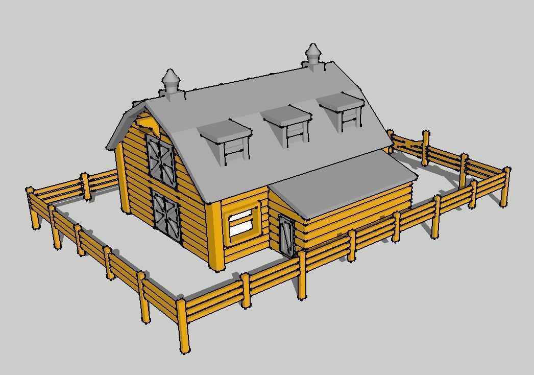 Countryside Barn with Fence by Outland Models 3D Printable 3D model 3D ...