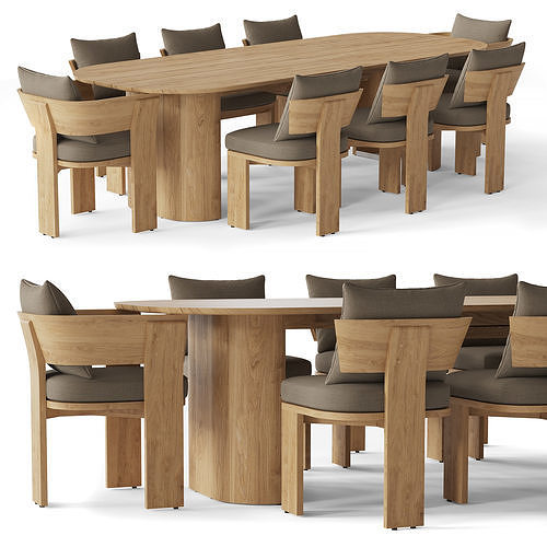 RH SOLARO TEAK RECTANGULAR DINING TABLE 3D model | CGTrader
