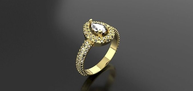 Drop stone and studded ring 3D model 3D printable | CGTrader
