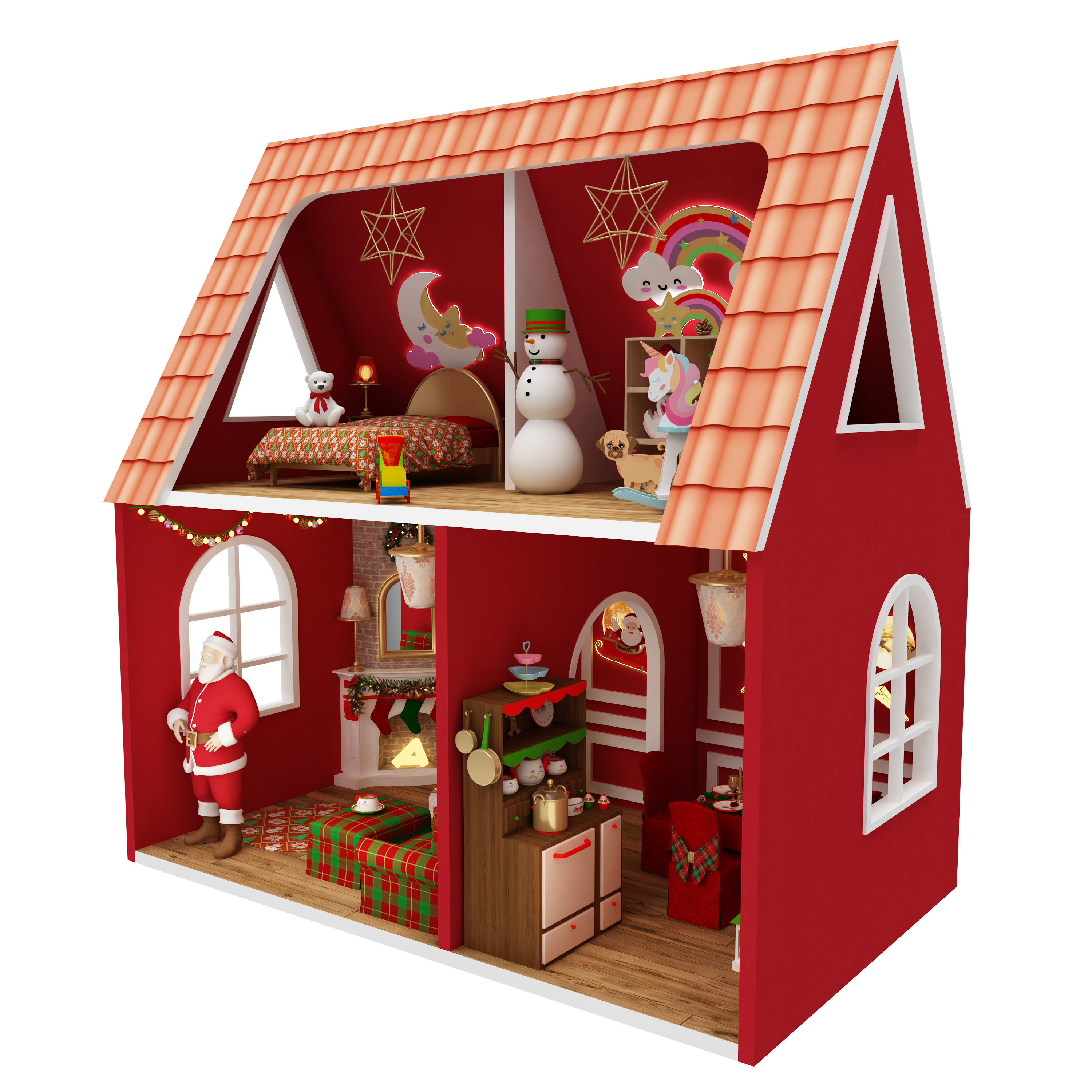 santa claus miniature house dollhouse printable 3D model 3D printable ...