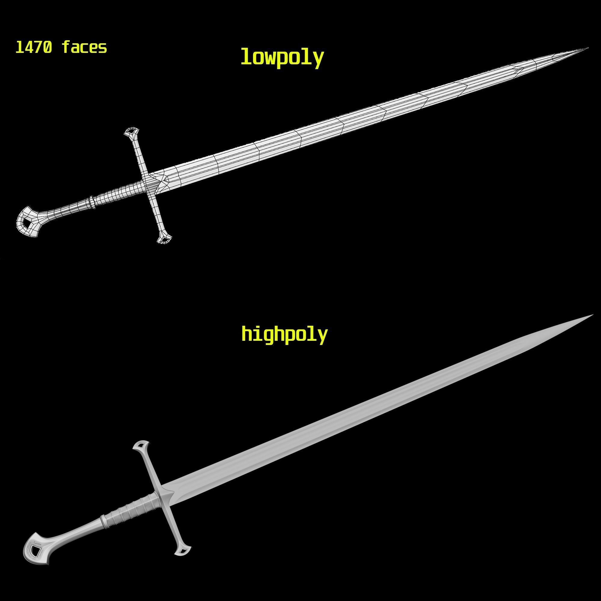 3D model Anduril Sword Game ready VR / AR / low-poly | CGTrader