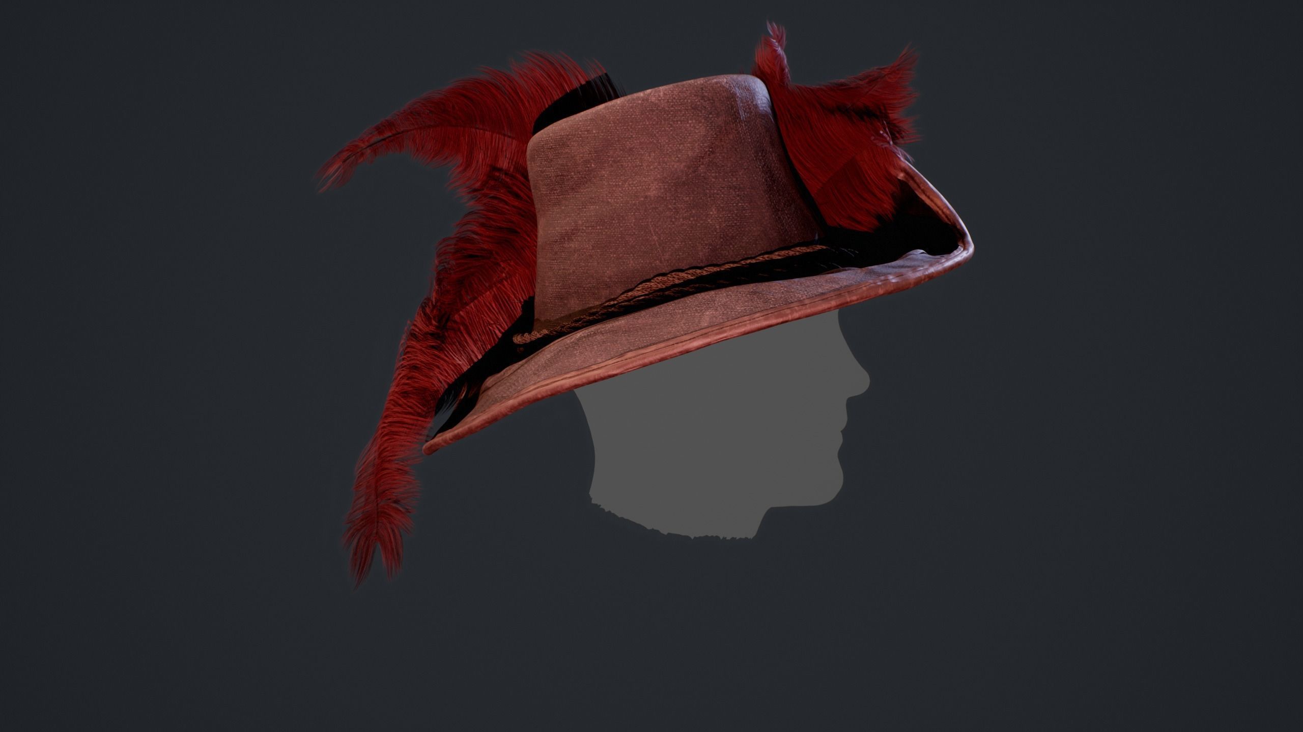 3D model Musketeer Hat with feather VR / AR / low-poly | CGTrader