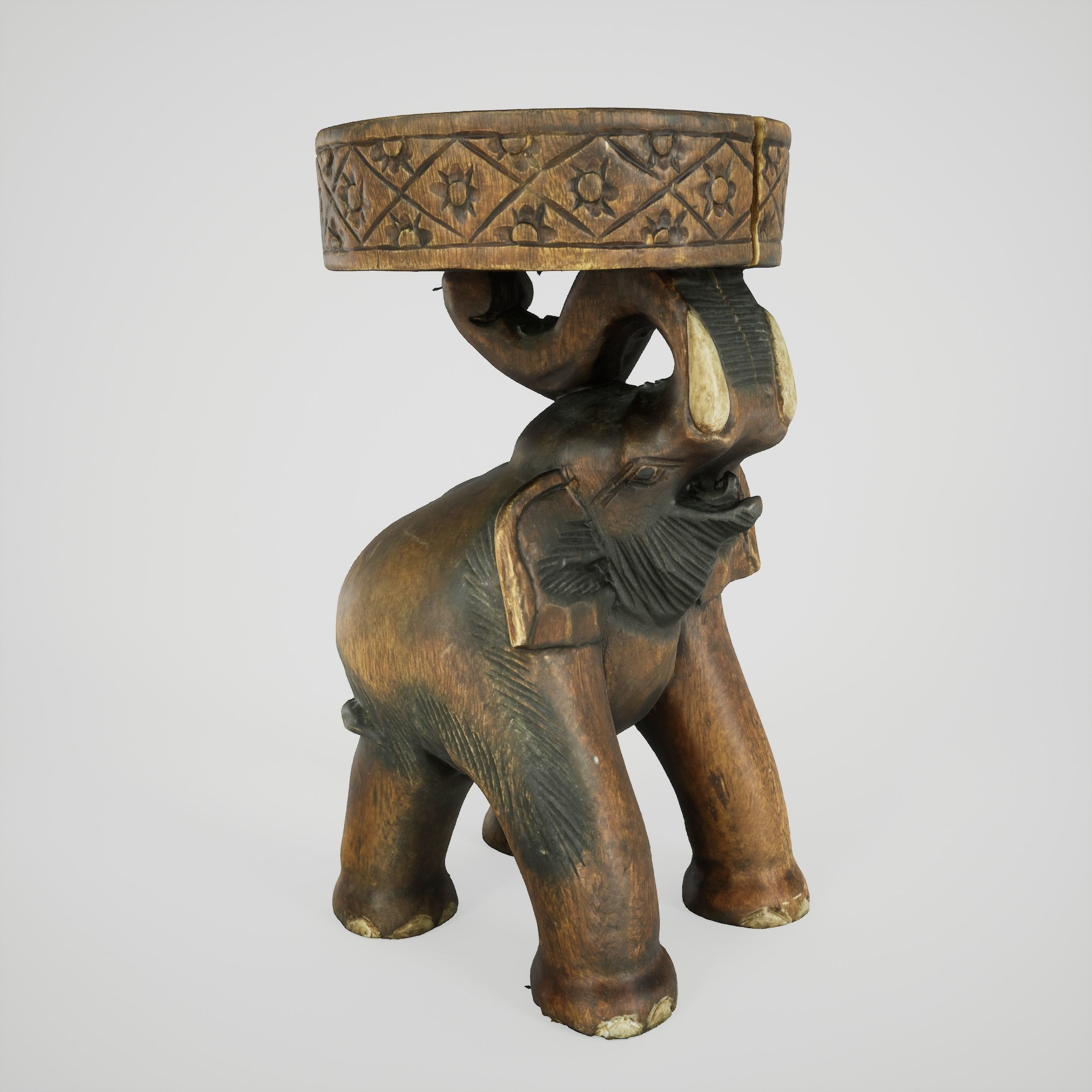 Wooden Elephant Side Table 3D model | CGTrader