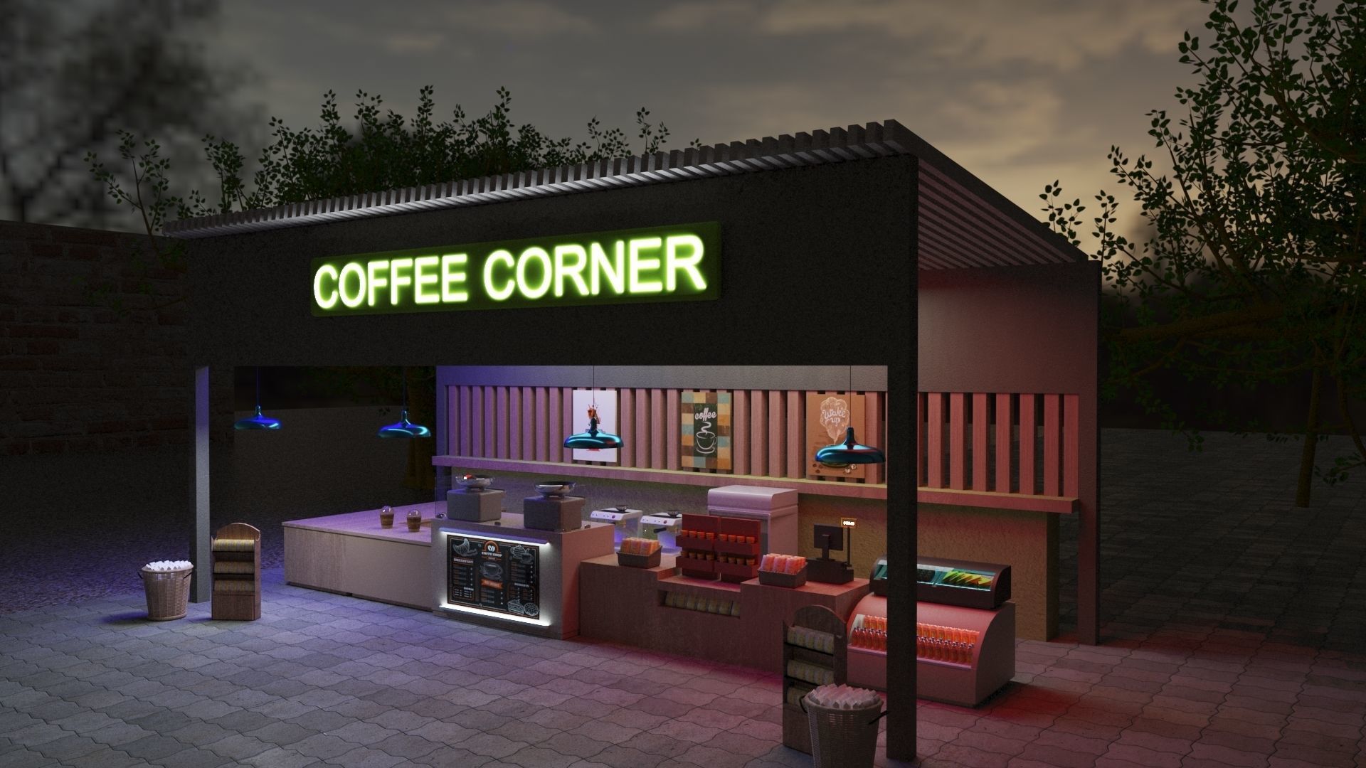 Coffee stall 3D model | CGTrader