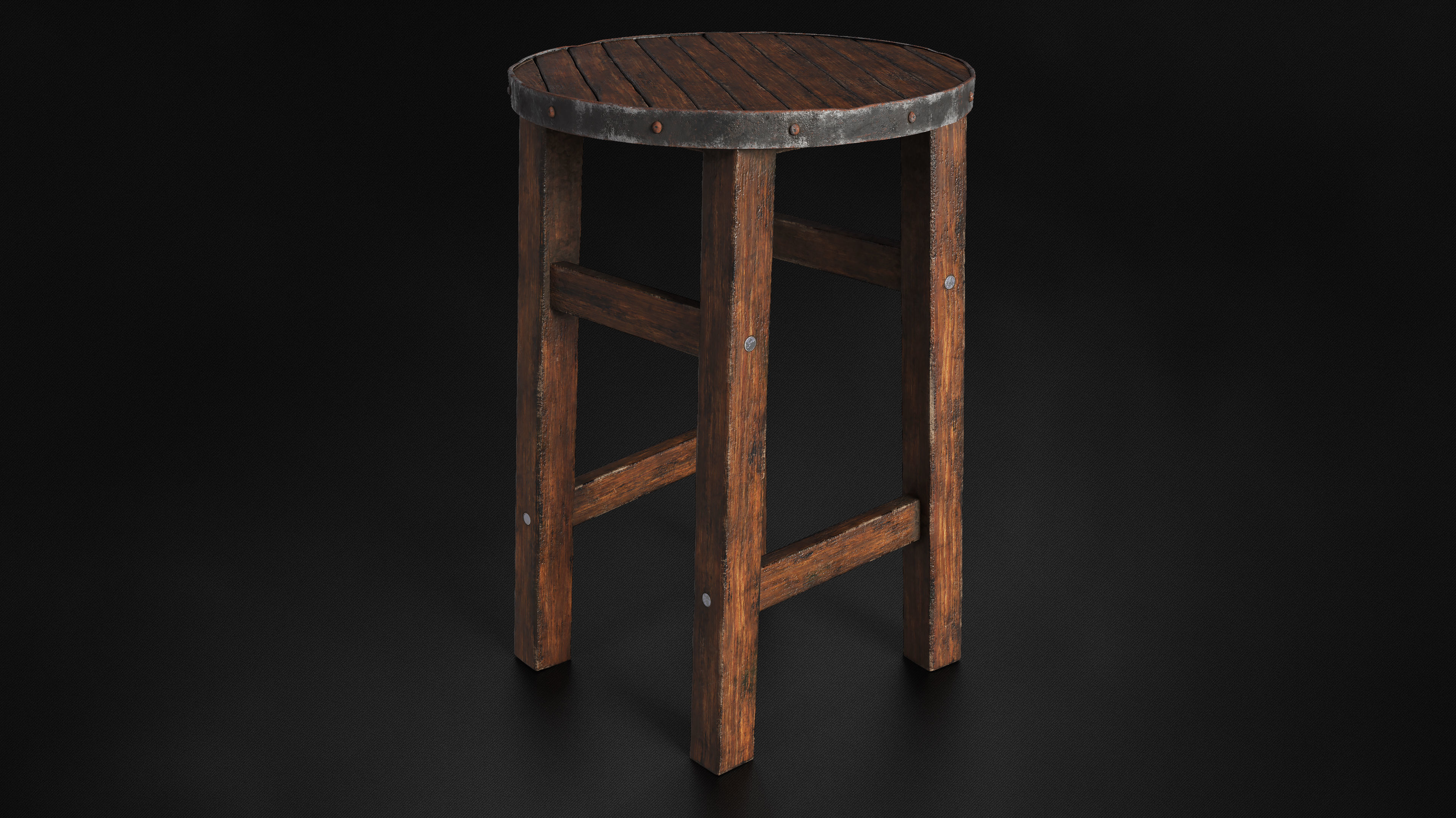 3D model Antique Medieval Chair AAA Old Wooden Stool VR / AR / low-poly ...