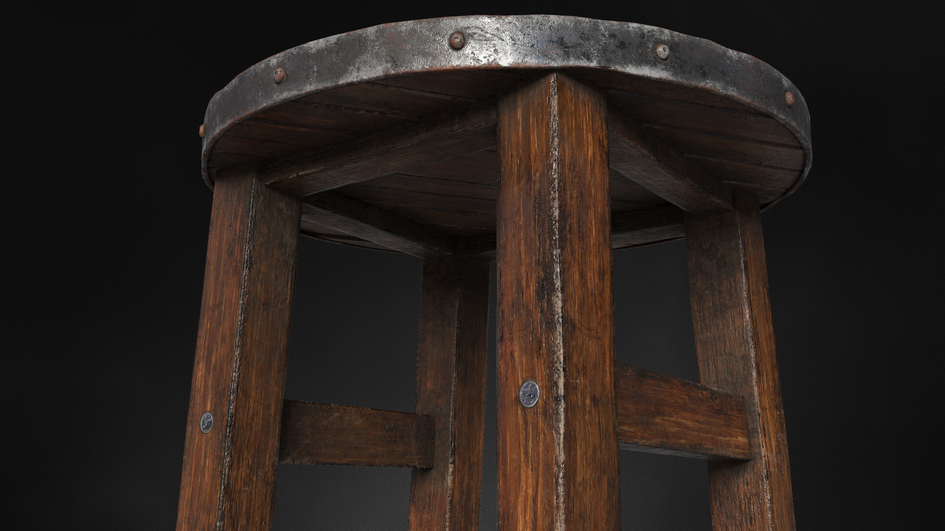 3D model Antique Medieval Chair AAA Old Wooden Stool VR / AR / low-poly ...