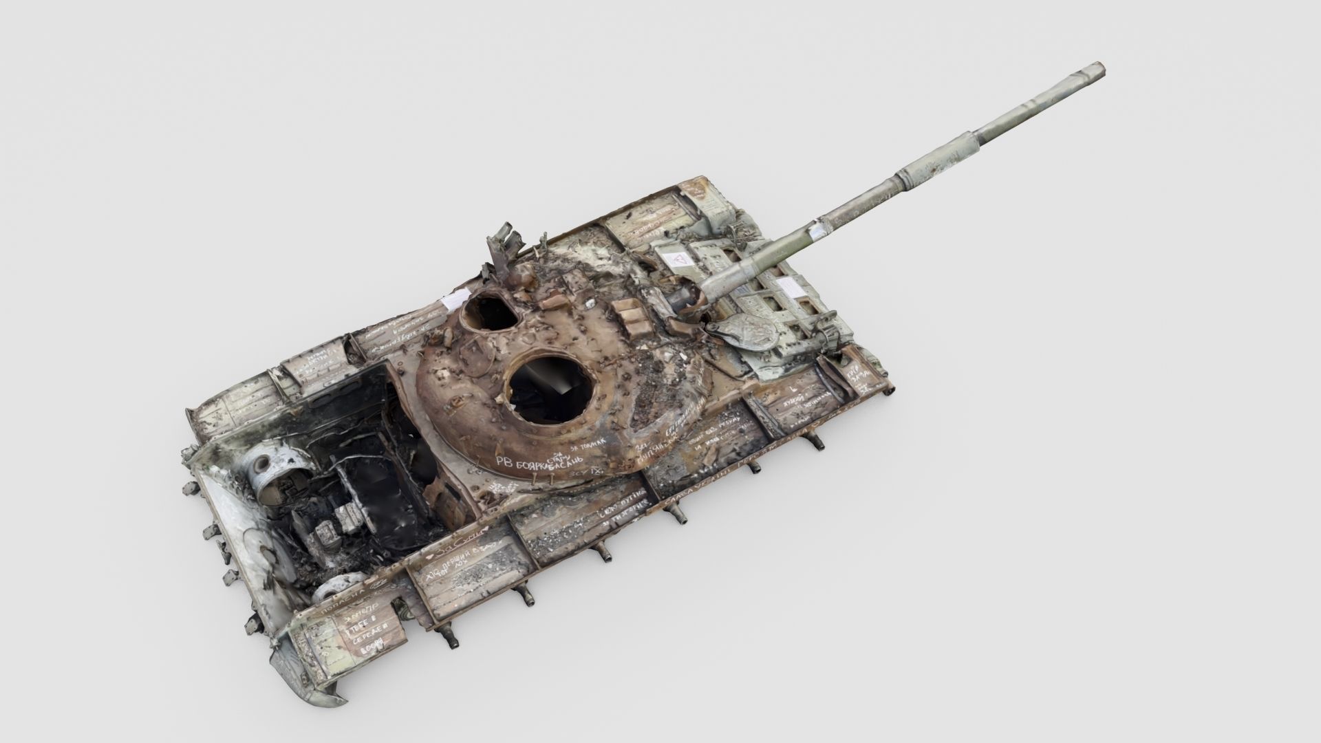 Russian T-72 tank destroyed by Ukrainian army 3D model | CGTrader
