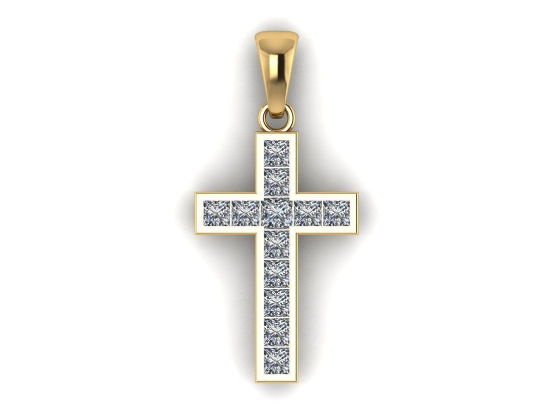 Princess cut diamonds cross 3D model 3D printable | CGTrader