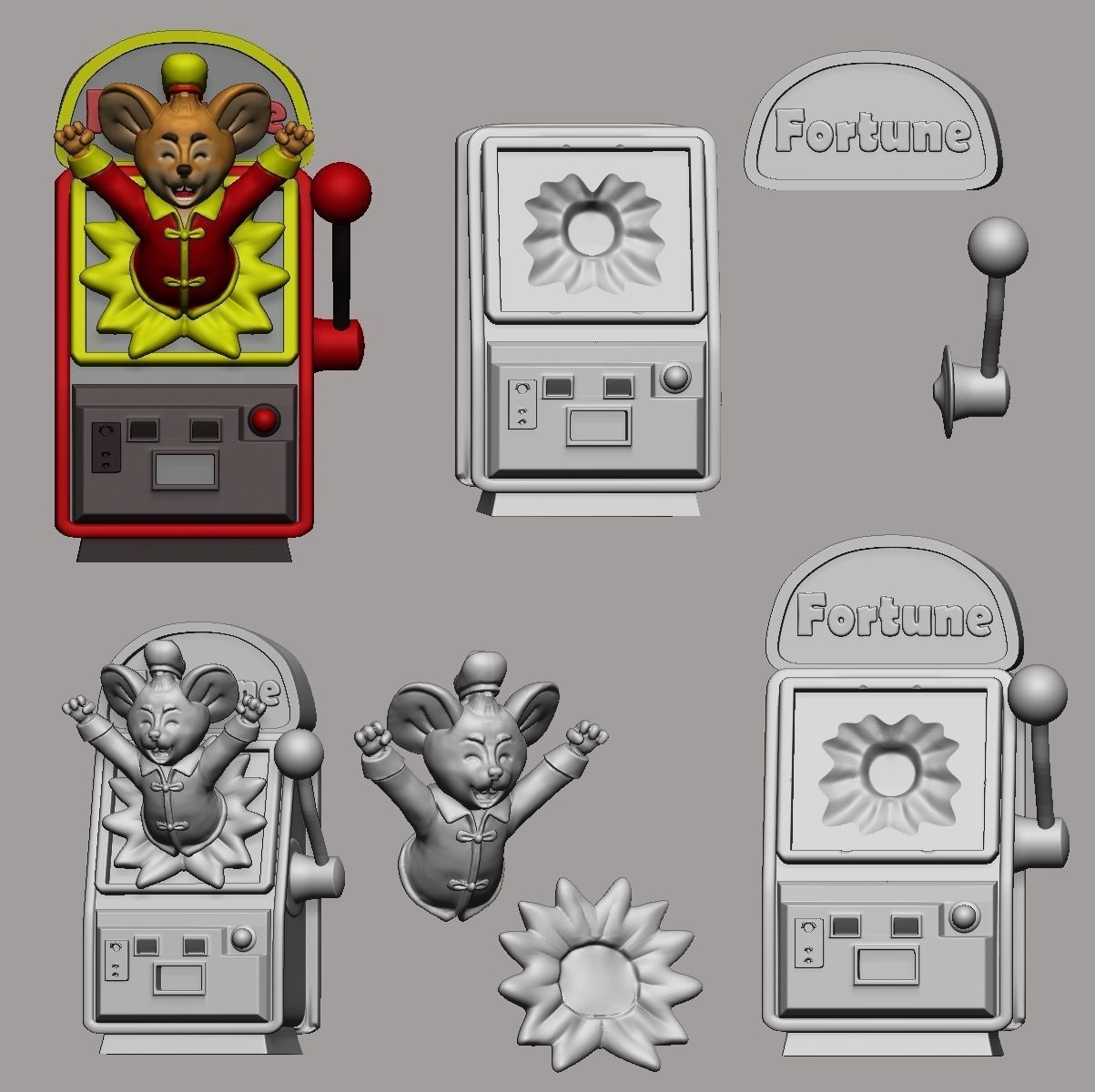 Fortune Mouse SlotMachine 3D model 3D printable | CGTrader