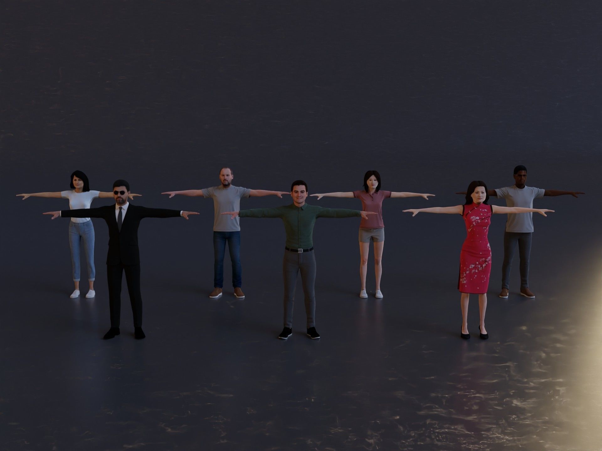 3D model Pack of 7 rigged humans T-pose VR / AR / low-poly | CGTrader