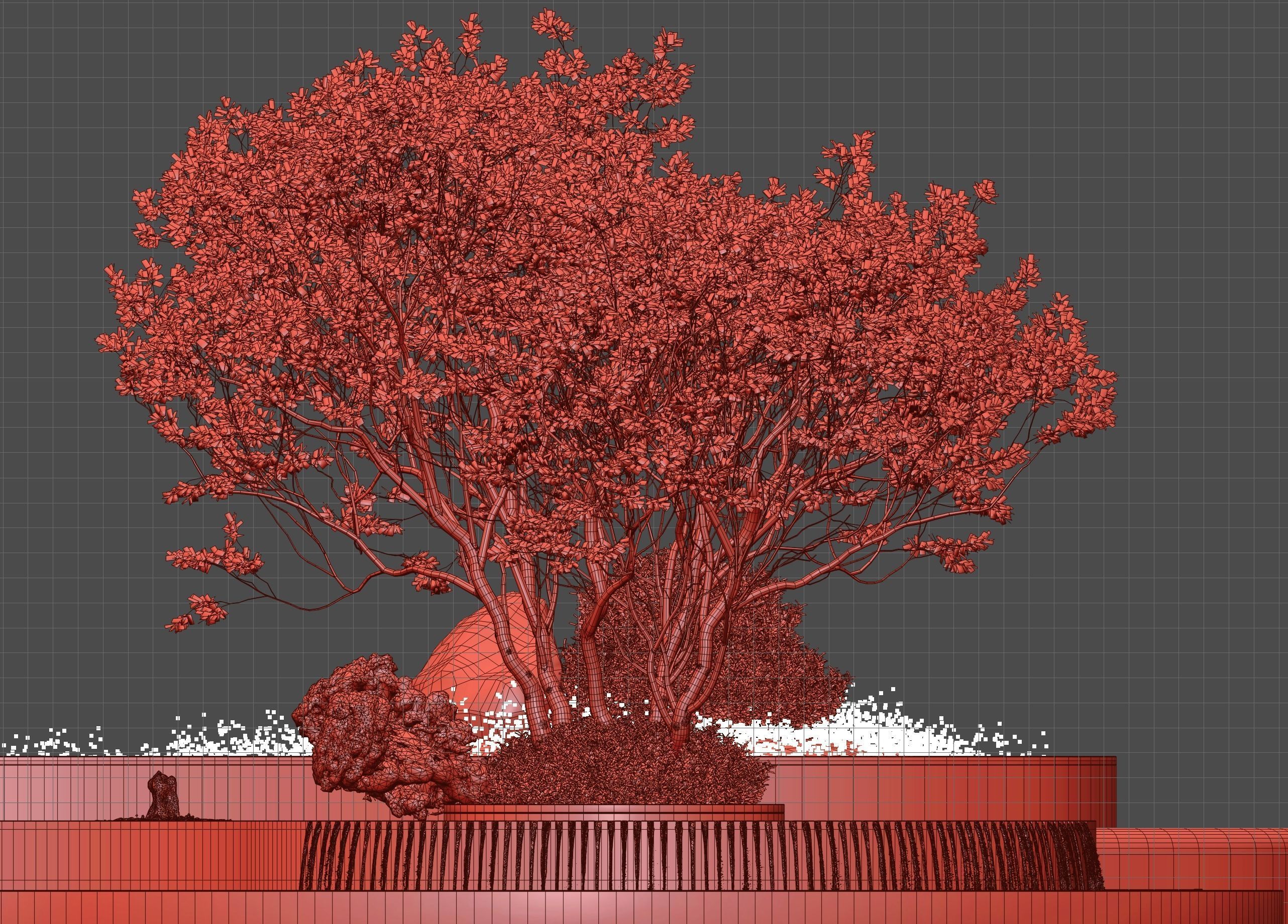 Landscaping Figure with Plants Waterfalls and Fish 3D model | CGTrader