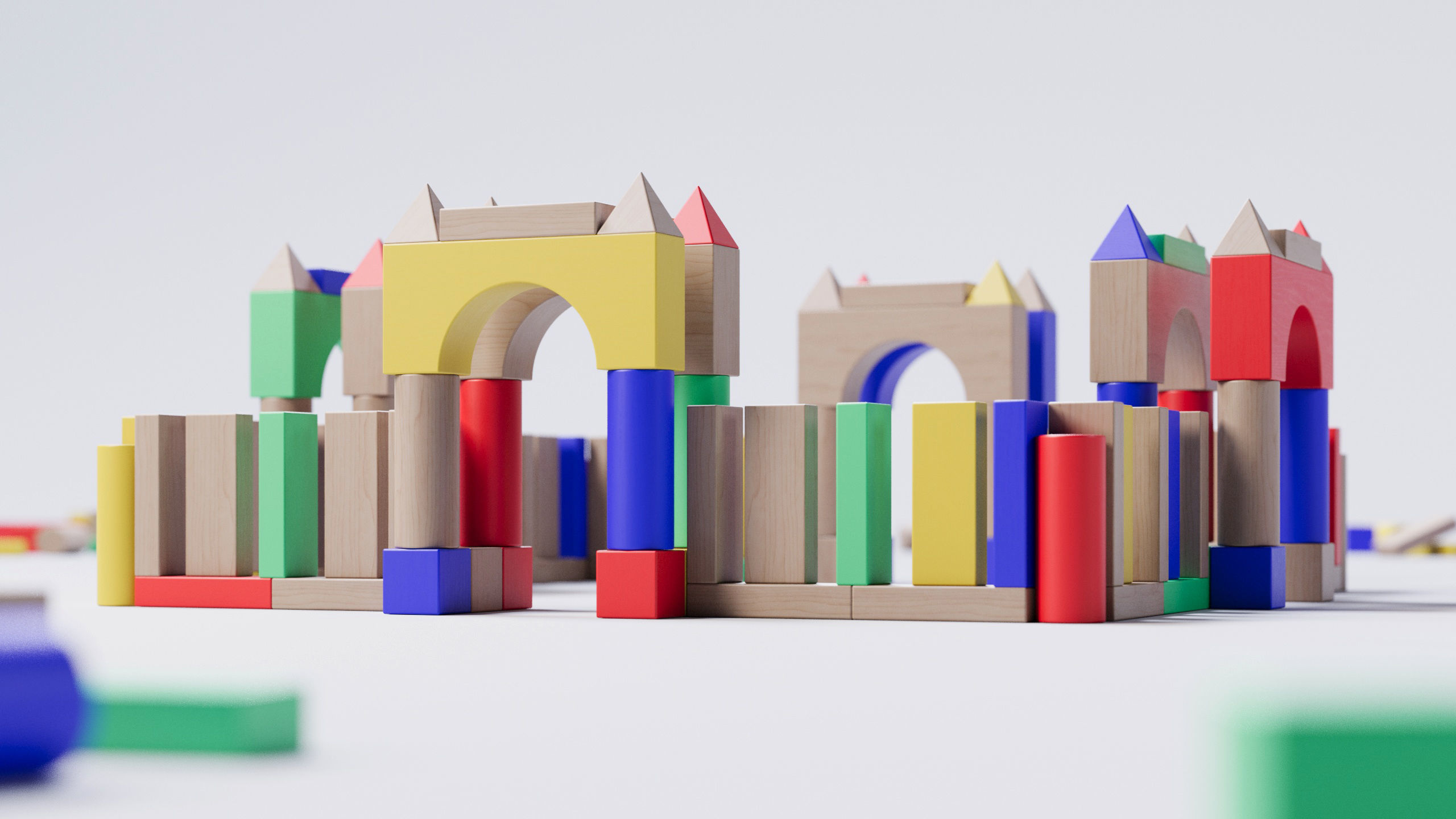Wooden Blocks Toy Fortress 3D model | CGTrader