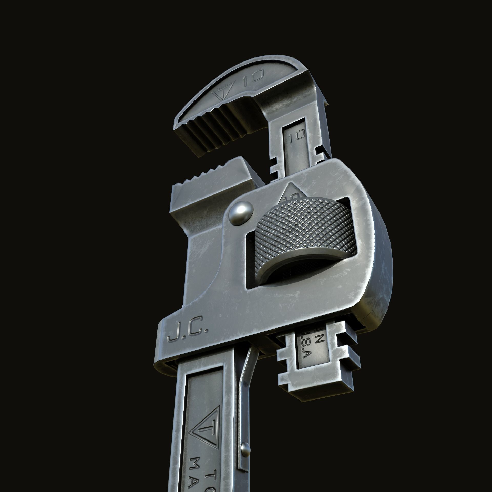 3D model Old Pipe Wrench - Tutorial Included VR / AR / low-poly | CGTrader