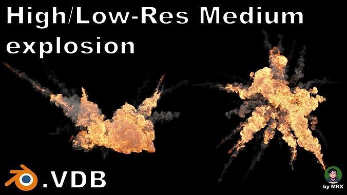 High and Low Resolution Medium Explosion - vdb animated 3D model ...