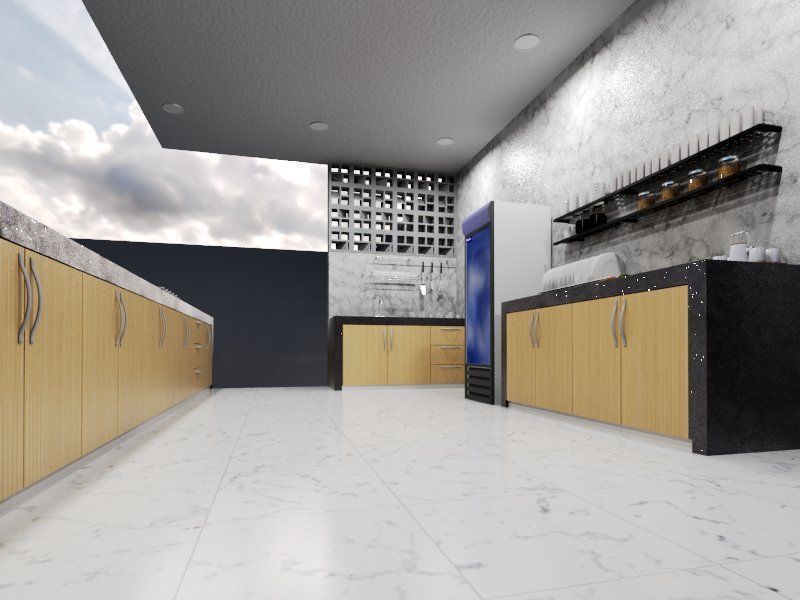 Kitchen Set design with stone marble wall 3D model 3D printable | CGTrader