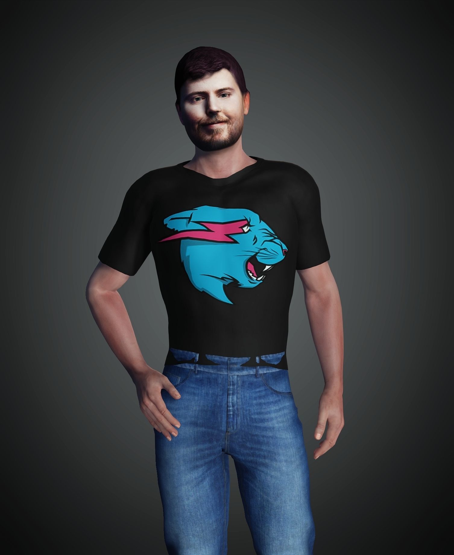 Mrbeast Full Rigged with Face rig and 100 Face Morph Included 3D model ...