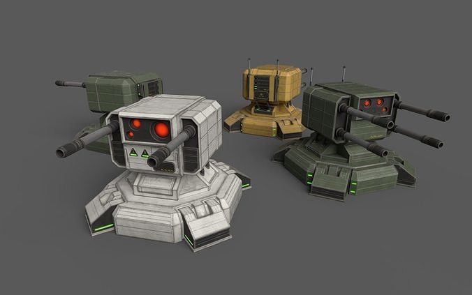 3D model Combat Sci-Fi Turret VR / AR / low-poly | CGTrader