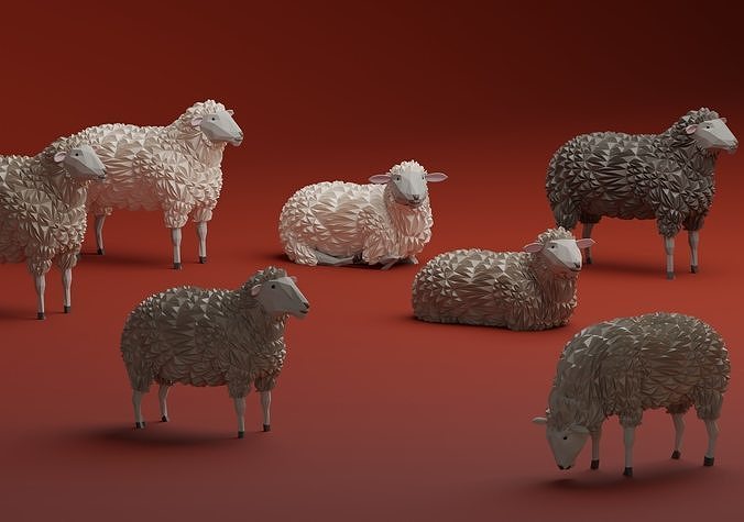 3D model low poly sheep pack VR / AR / low-poly | CGTrader