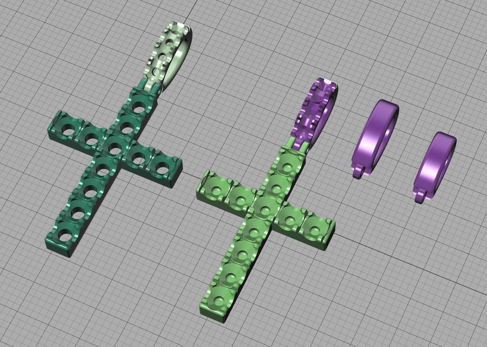 Diamond Pave Cross 42mm with French Pave Setting Swivel Bail 3D model ...