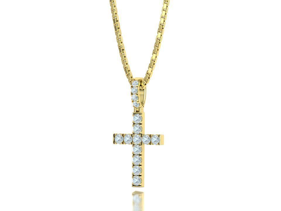 Diamond Pave Cross 42mm with French Pave Setting Swivel Bail 3D model ...