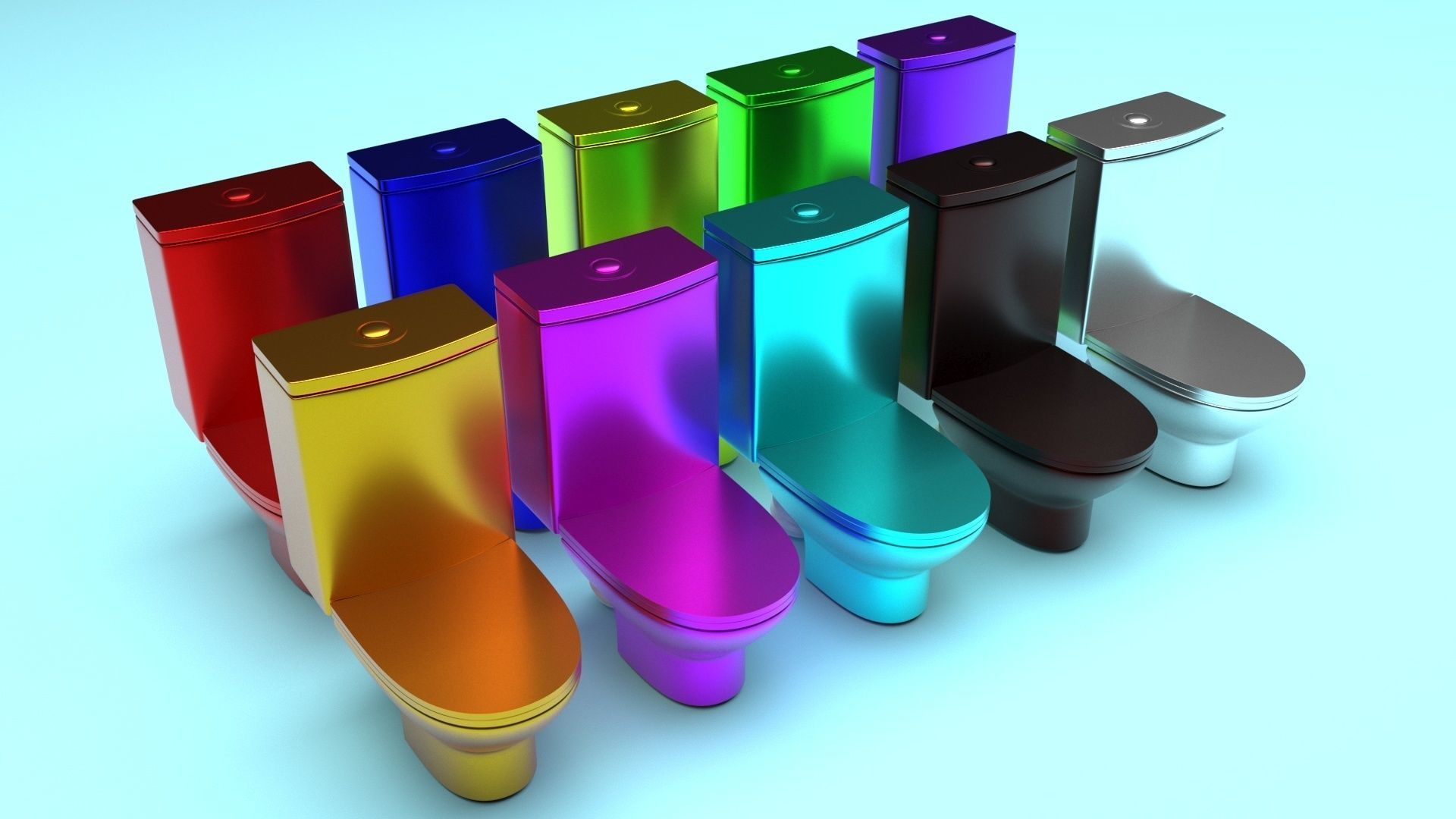 Metallic Colored Toilets Set 3D model | CGTrader