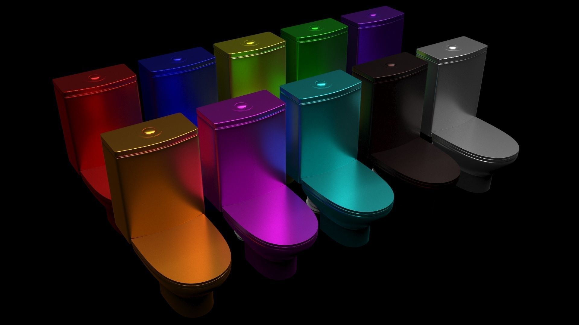 Metallic Colored Toilets Set 3D model | CGTrader