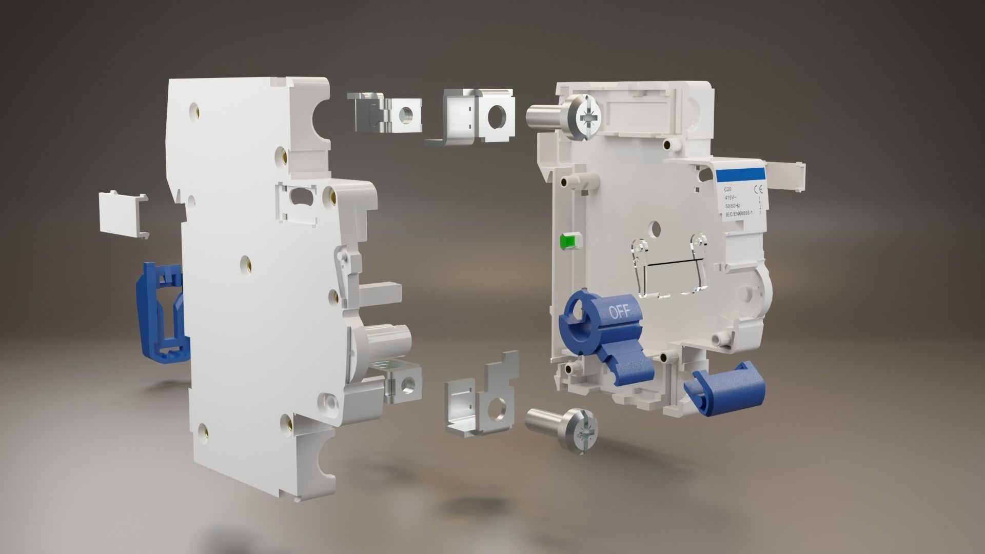 Electrical part 1pole Miniature Circuit Breaker 3D model | CGTrader