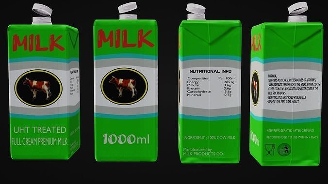 3D model milk carton stylized VR / AR / low-poly | CGTrader