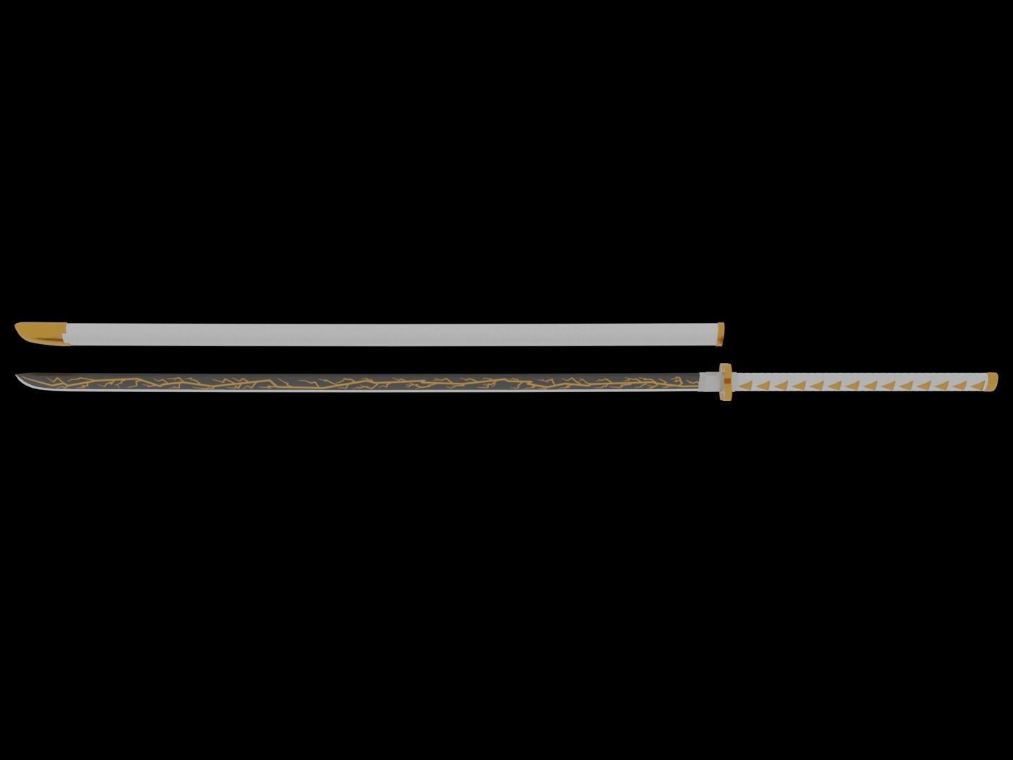 Zenitsu Nichirin Katana - Demon Slayer 3D model | CGTrader