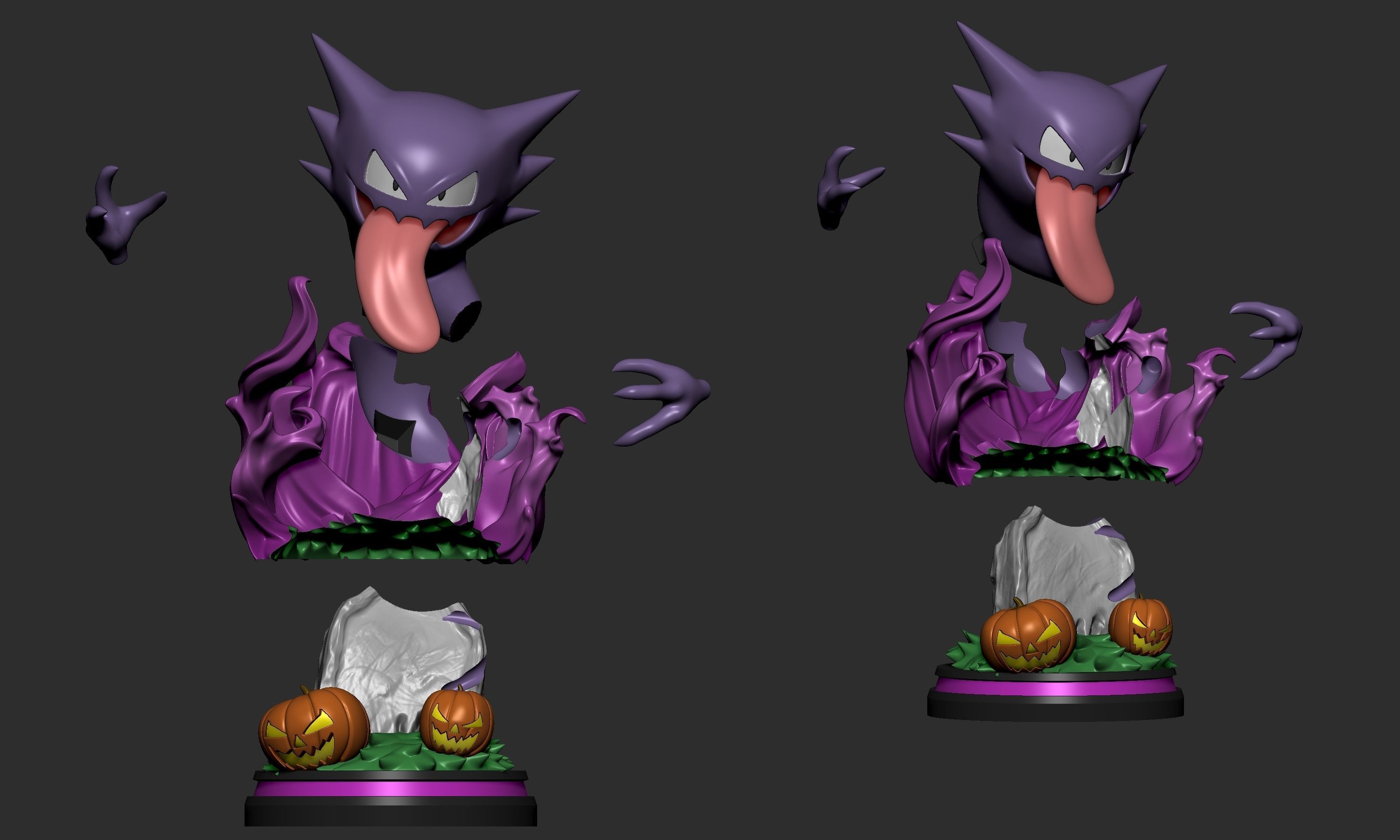 Pokemon - Gastly Haunter and Gengar Figure 3D model 3D printable | CGTrader