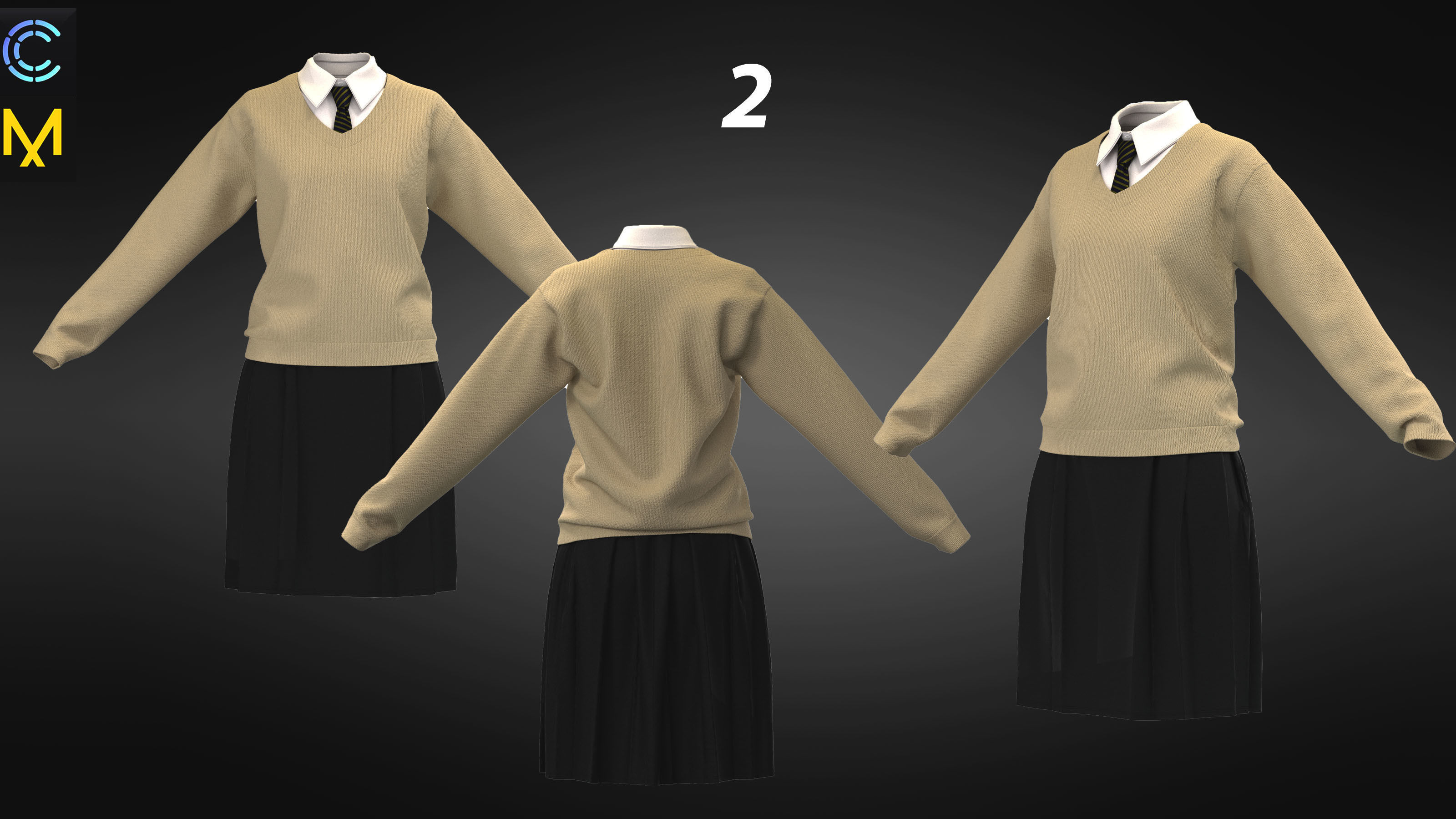 school uniforms marvelous designer 3D model | CGTrader