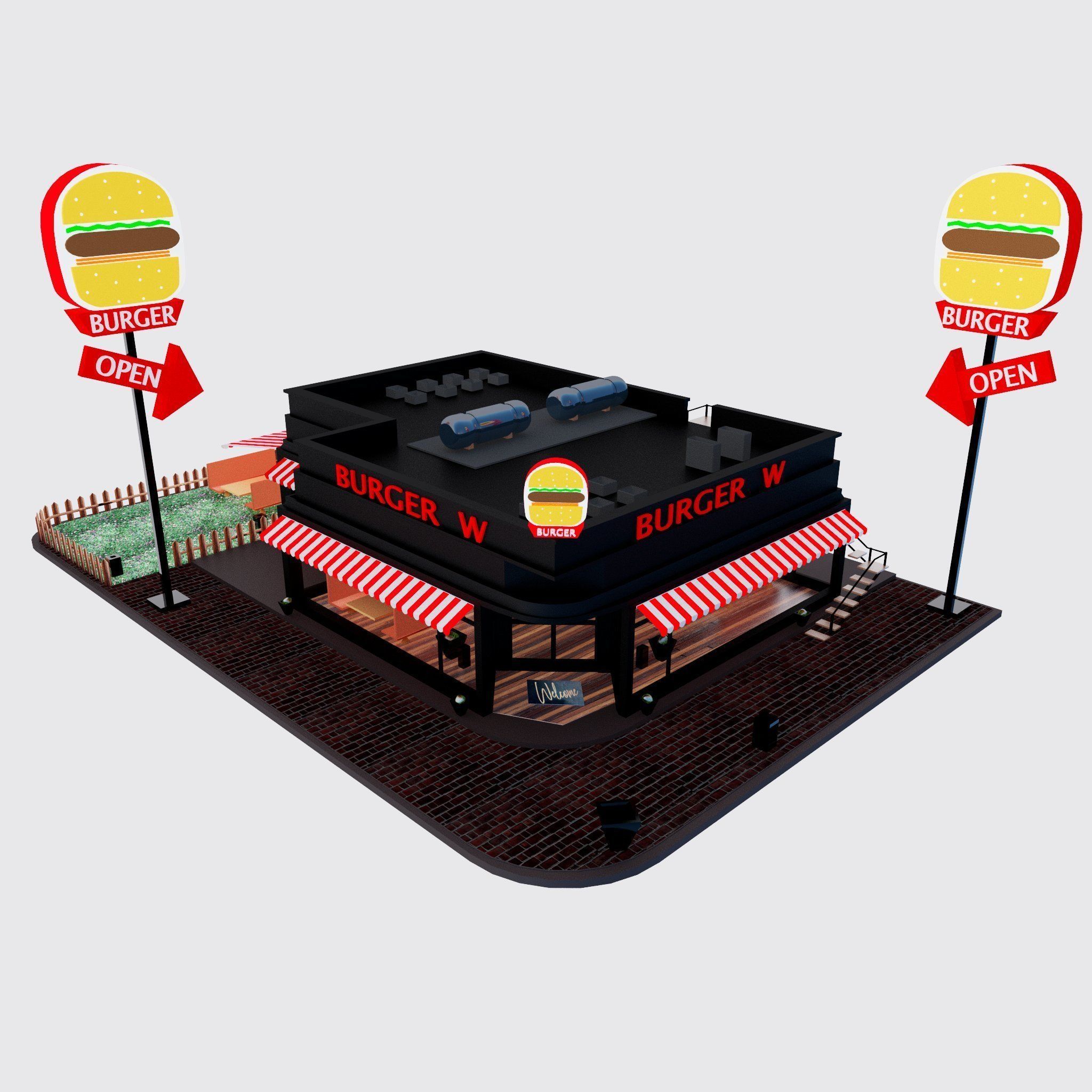 Burger Restaurant 3D model | CGTrader