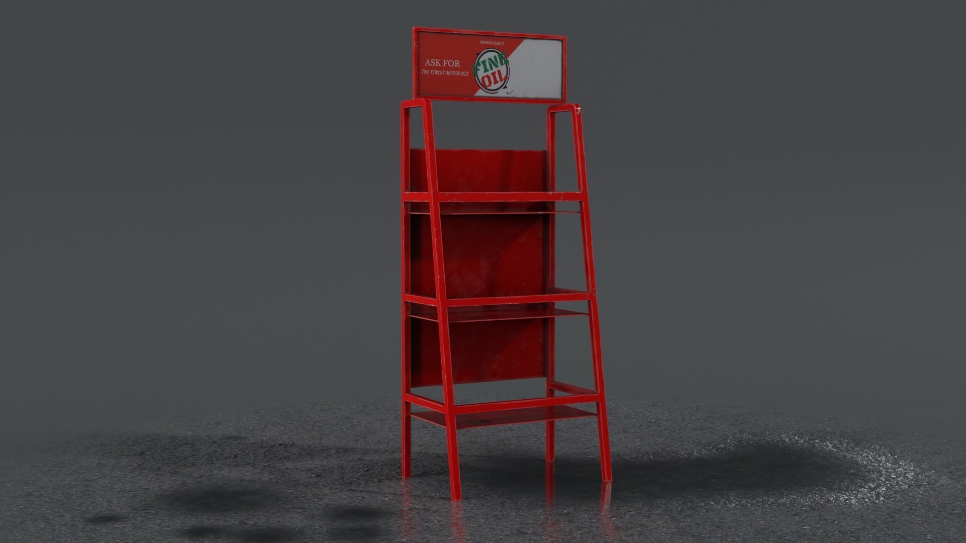 3D model Motor Oil Stand Shelf Rack only - 3 Variants New-Old-Aged VR ...