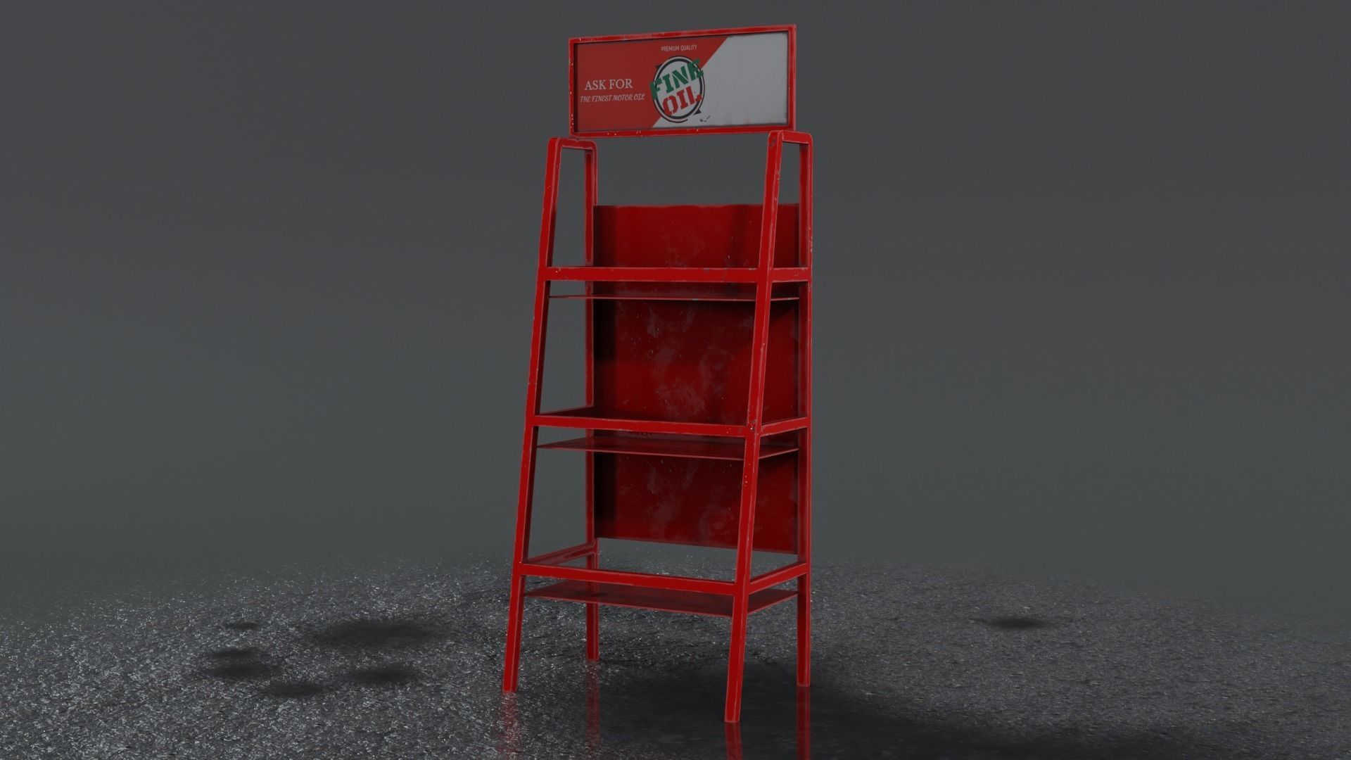 3D model Motor Oil Stand Shelf Rack only - 3 Variants New-Old-Aged VR ...