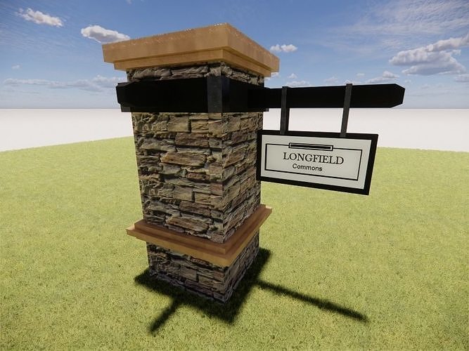3D Landscape Tall Metal Monument Dynamic Sign Design 3D model | CGTrader