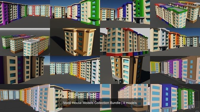 Voxel House Models Collection Bundle VR / AR / low-poly | CGTrader