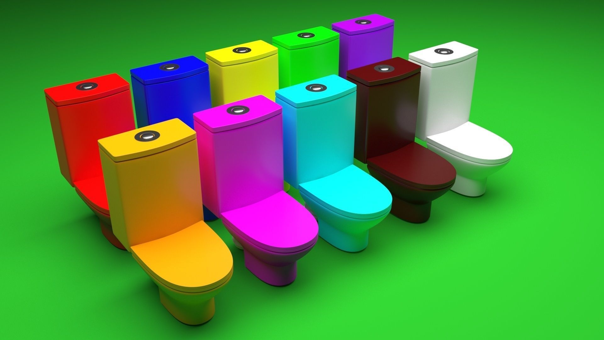 Colored Toilets Set 3D model | CGTrader