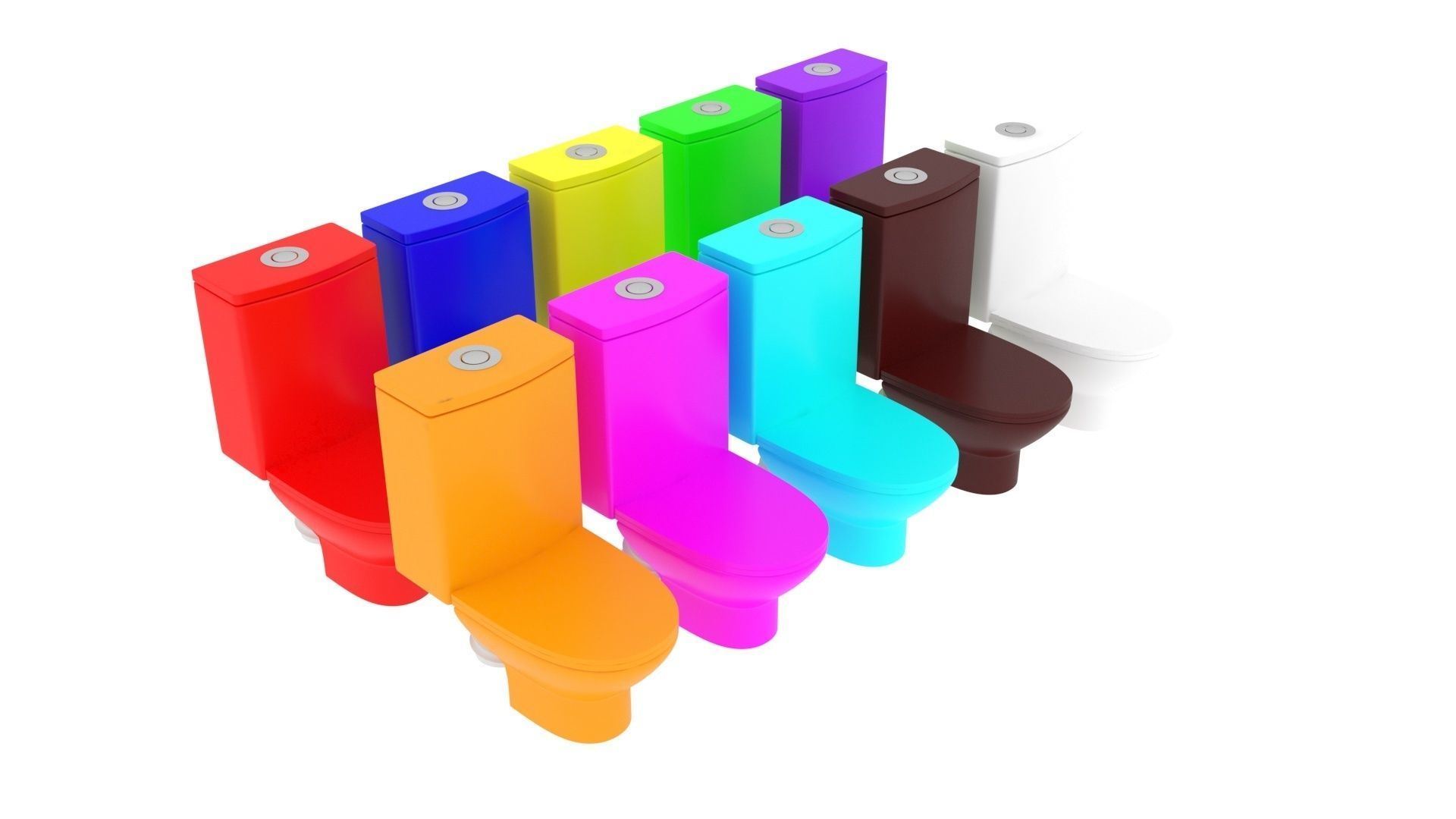 Colored Toilets Set 3D model | CGTrader