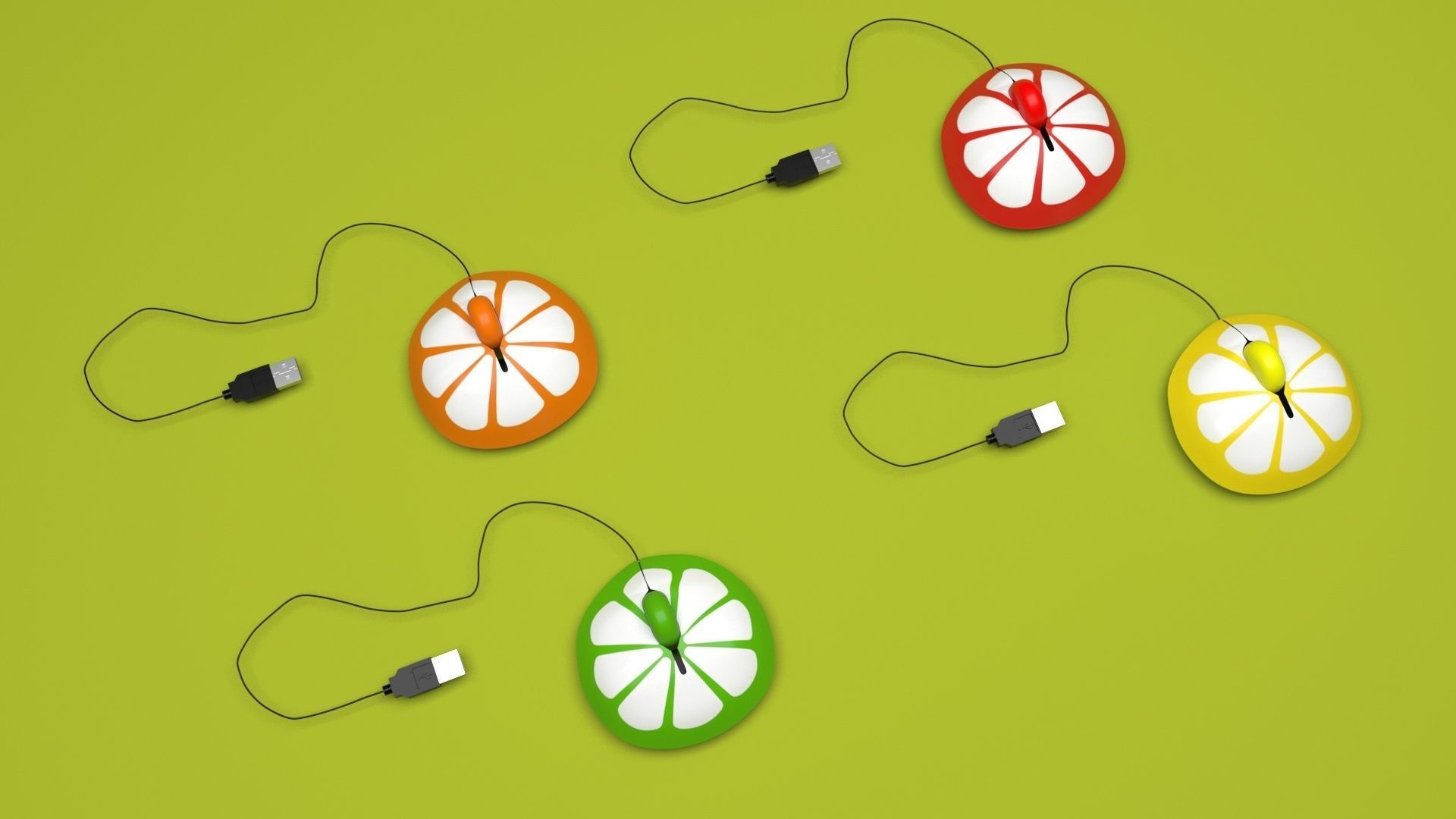 Citrus Fruits Computer Mouses Set 3D model | CGTrader