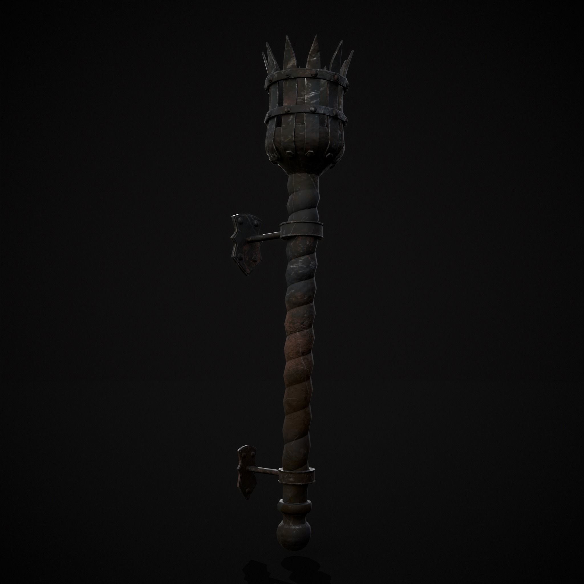 3D model Medieval Spiral Wall Torch VR / AR / low-poly | CGTrader