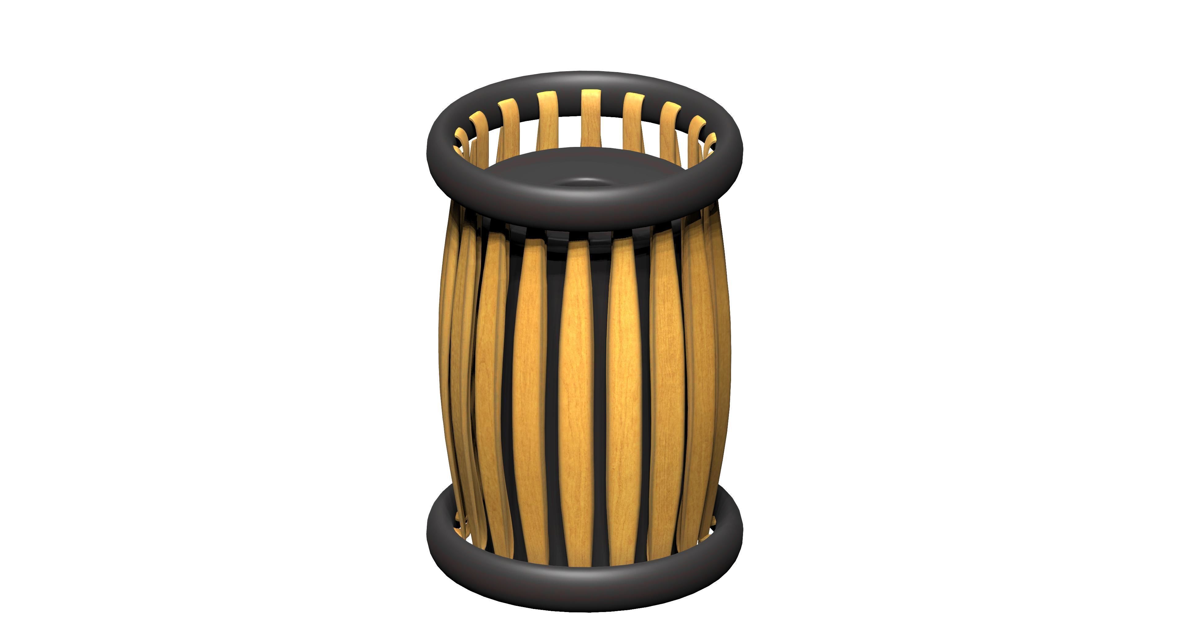3D model Circular cage type wooden trash can VR / AR / low-poly | CGTrader
